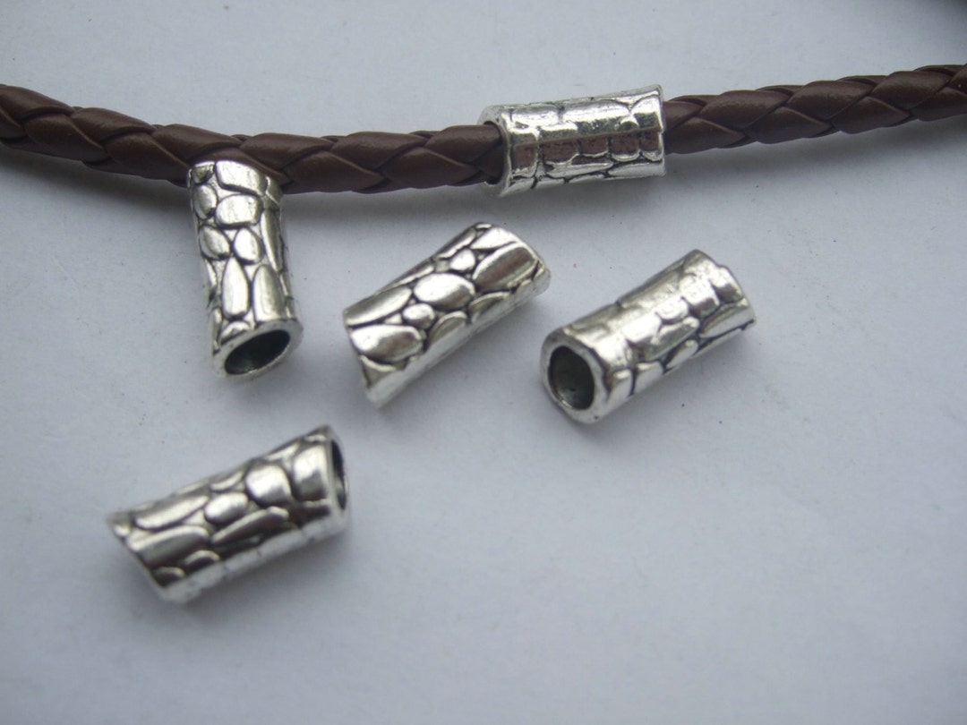 10 Antique Silver 5mm Hole Snake Slider Spacers for Round Leather ...