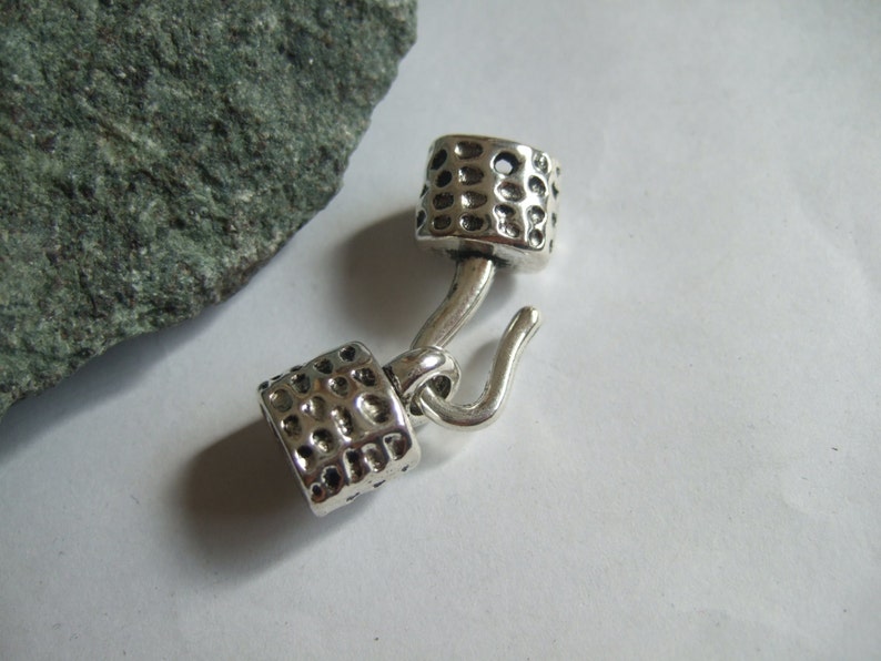 5 Sets Antique Silver Hook Clasp End Cap 8x6mm Hole for - Etsy