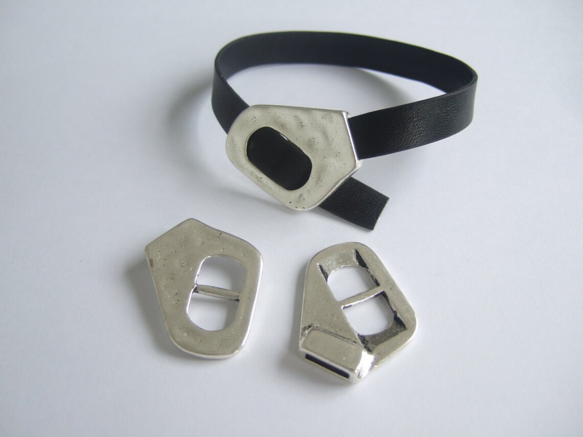 3pcs Antique Silver 10x2mm Buckle Clasp for 5mm - 10mm Flat Leather ...