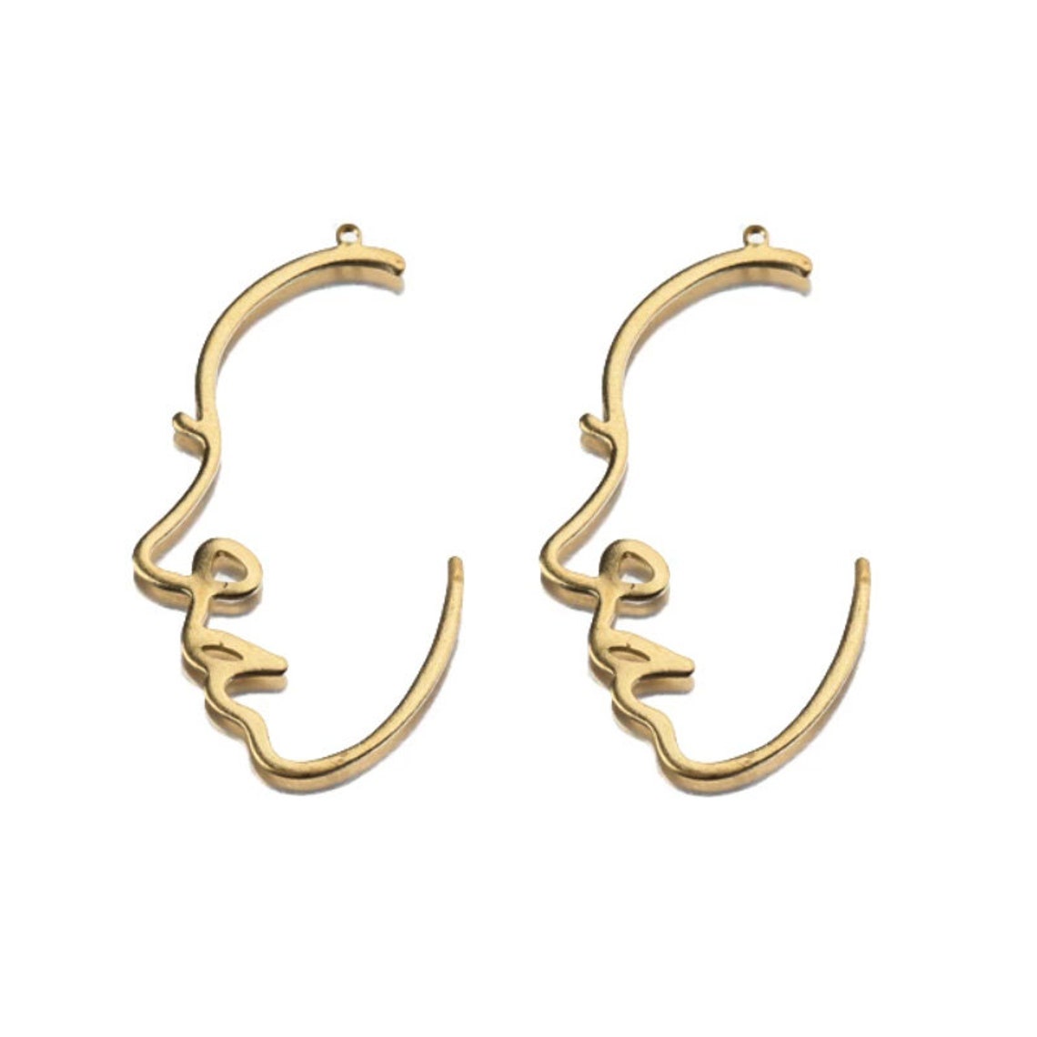 10 Raw Brass Face Charms Brass Face Shaped Pendant Earring - Etsy