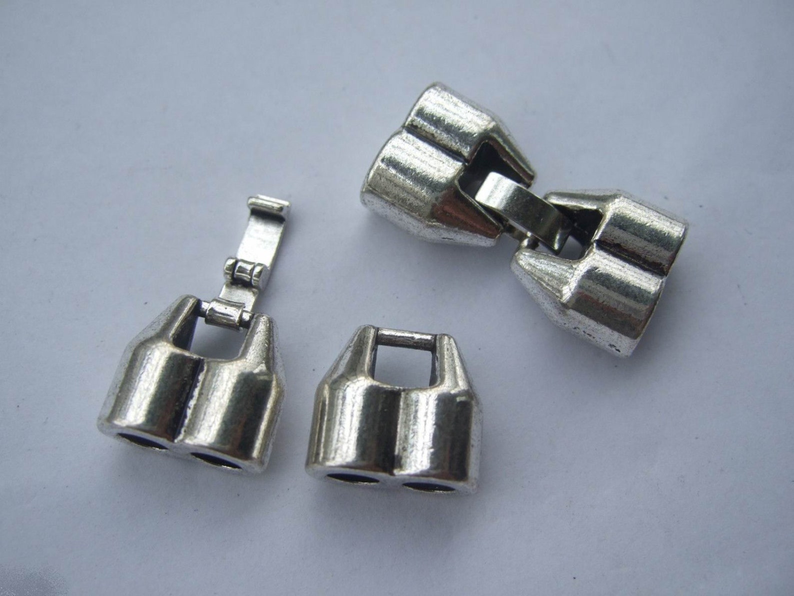 5 Sets 4mm Antique Silver Snap Clasp Double Strand for Round Leather ...