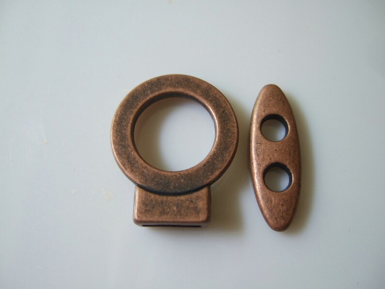 5 Sets Antique Copper Wrap Leather Button Toggle Clasp 9.5x2mm for 2mm ...