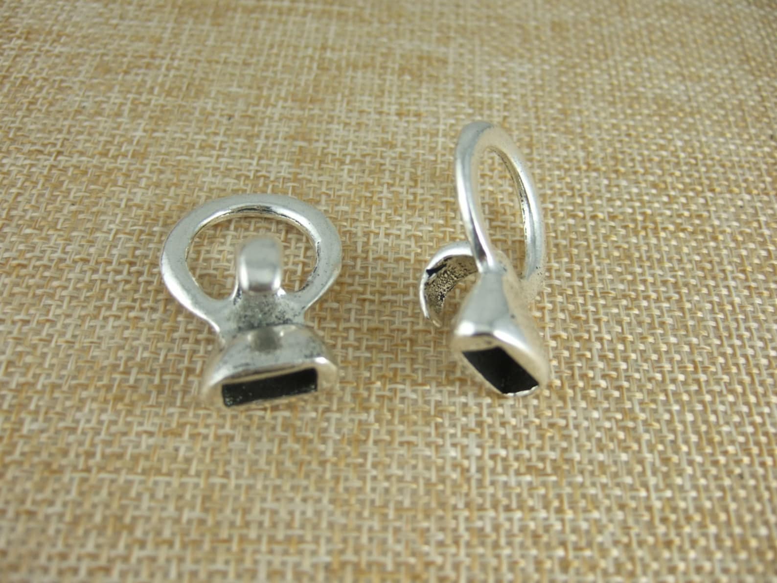 5 Antique Silver Open Hook Clasp , All in One Clasp for 5MM Round ...