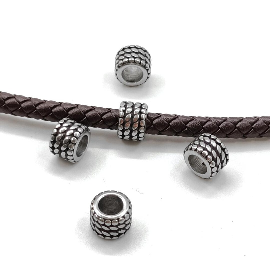 5mm Stainless Steel Dots Sliders Spacer Beads for Round Leather Cord ...