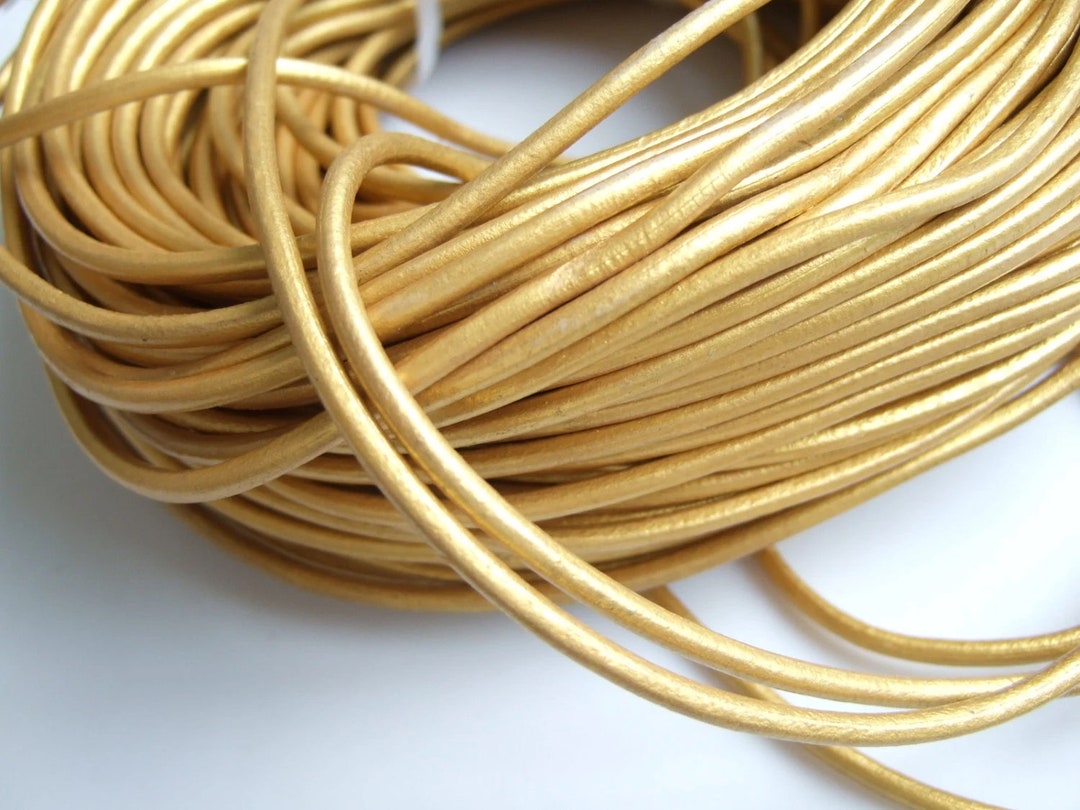 5 Meters 2mm Leather Cords , Metallic Gold Real Leather Cord, Thong ...