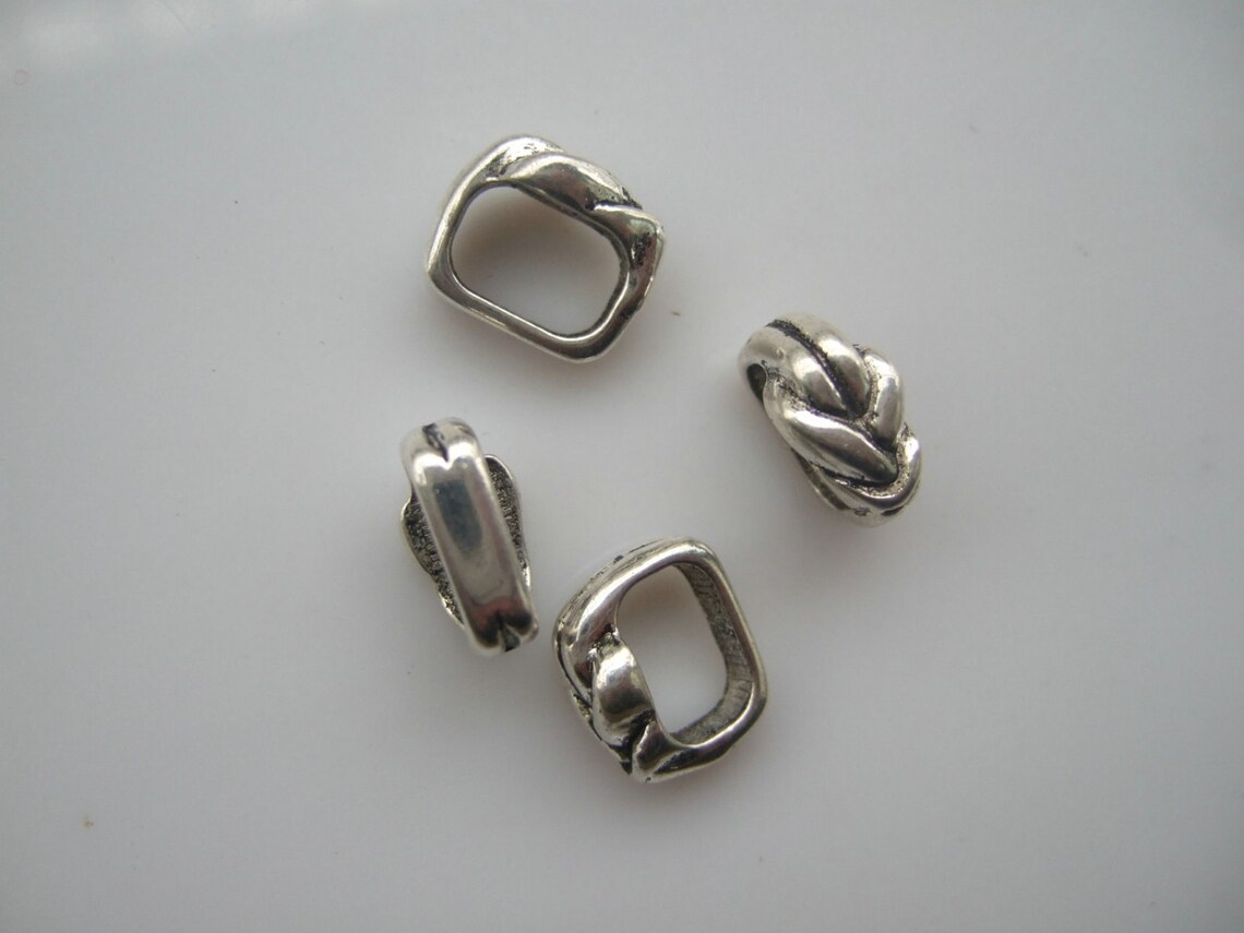 10pcs Antique Silver Knot Slider Spacer Beads for 5mm Round Leather ...