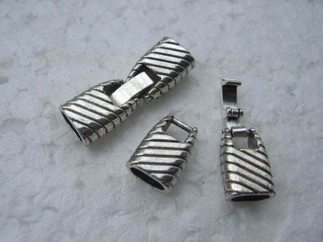 5 Sets Antique Silver Snap Clasps for Flat Leather Cord 7x4mm - Etsy