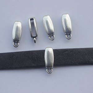 10pcs Antique Silver Slider Charm Holder 10x2mm for 5mm 10mm Flat ...