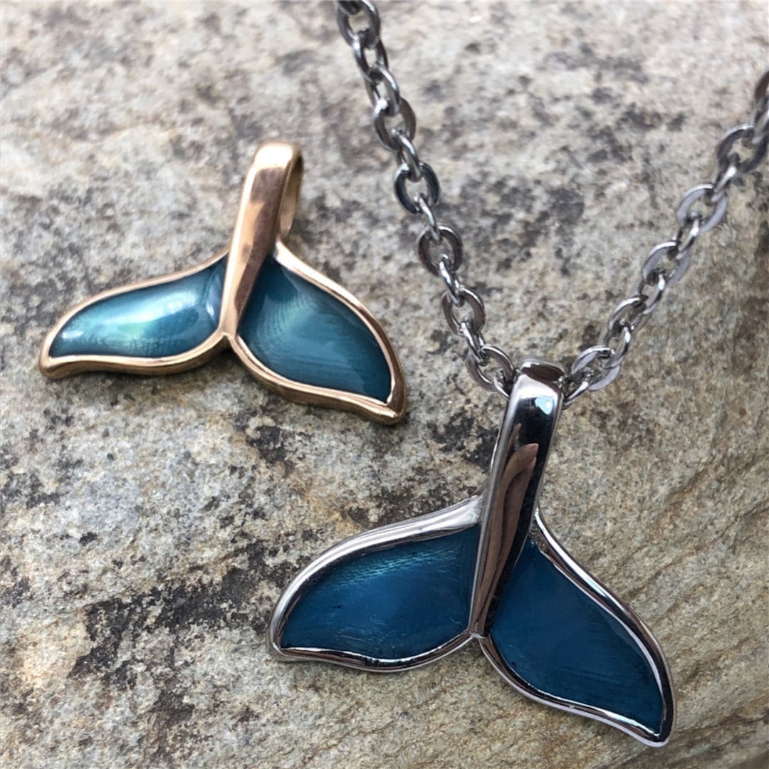 Stainless Steel Whale Tail Charms Pendant , Enamel Sea Blue Pendant for ...