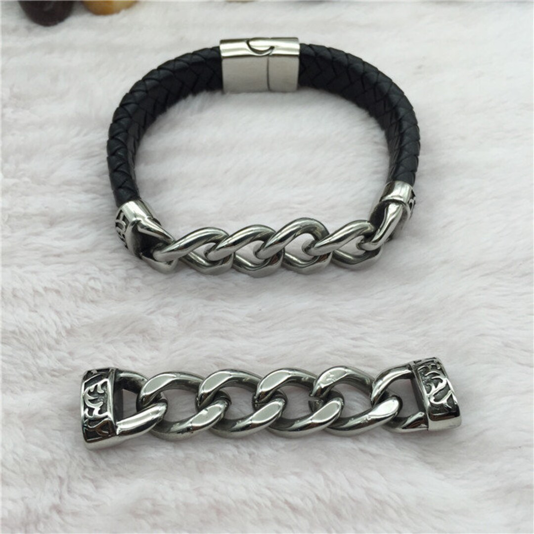 1pcs Stainless Steel Cord End Chain Center Connector for Men's Bracelet ...