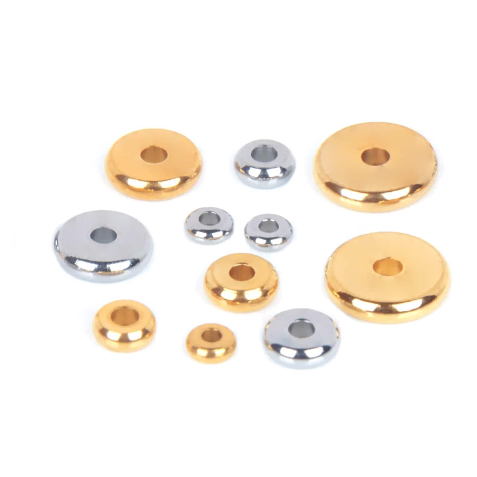 30PCS 304 Stainless Steel Flat Round Beads 4 5 6 8 10 Mm Disc Loose ...