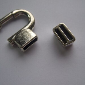 5 Sets U Tip Flat Leather Bracelet Clasp 10x2mm Slider Hook Clasps ...