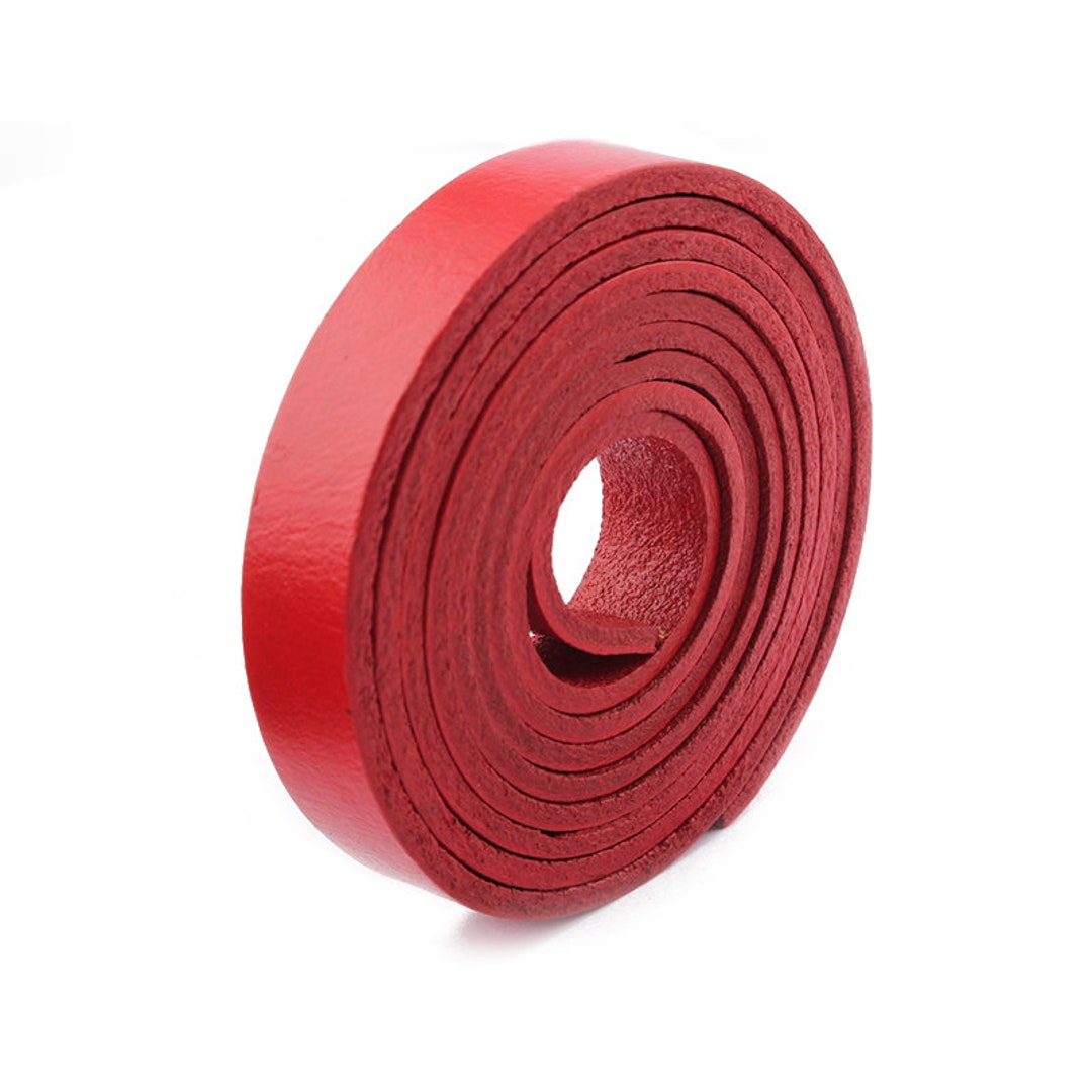 10mm Red Flat Real Leather Cord , 10x2mm Flat Leather Cords - 1 Meter ...
