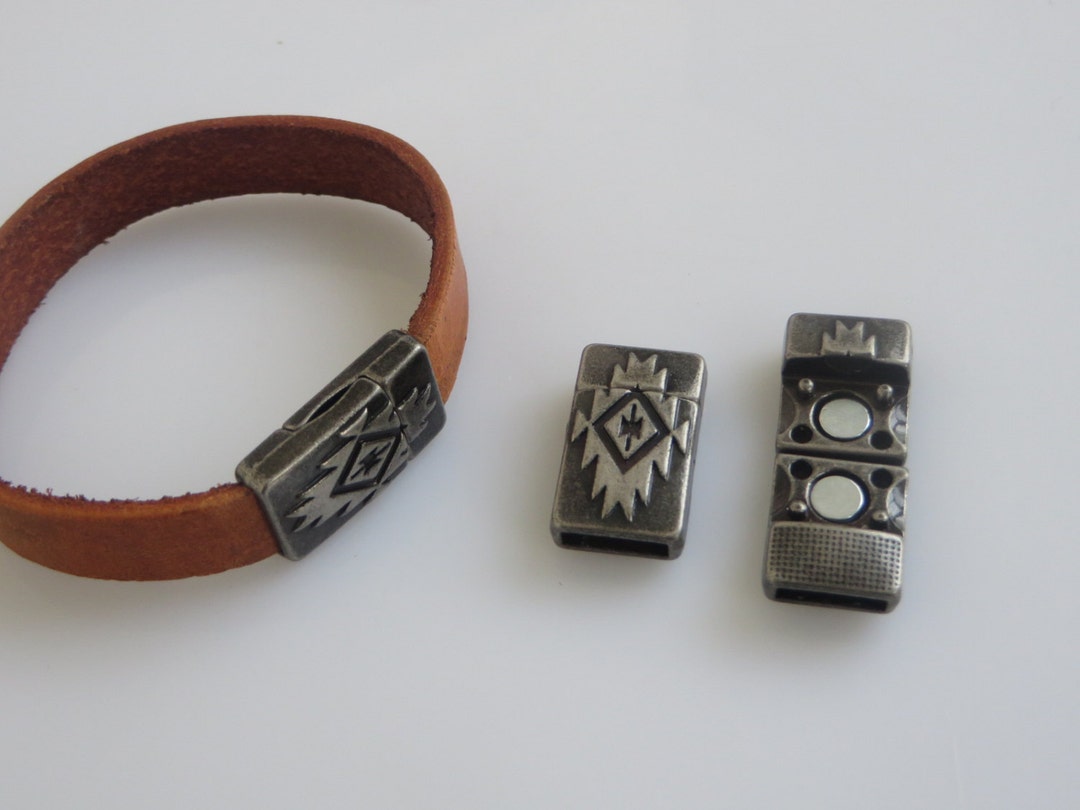 3 Sets 10x2mm Textured Flat Clasp 5mm 10mm Flat Leather Clasp Leather ...