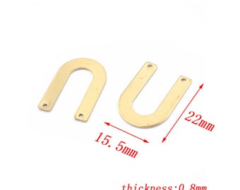 Brass U Charms U Shaped Raw Brass Connectors With 3 Holes - Etsy