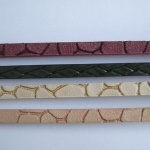 1meter 5x2mm Light Pink Python Snake Emboss Leather Cord 5mm Flat ...