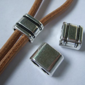 10 Antique Silver Double Strand Stripe Sliders Beads Sliders for 5mm ...