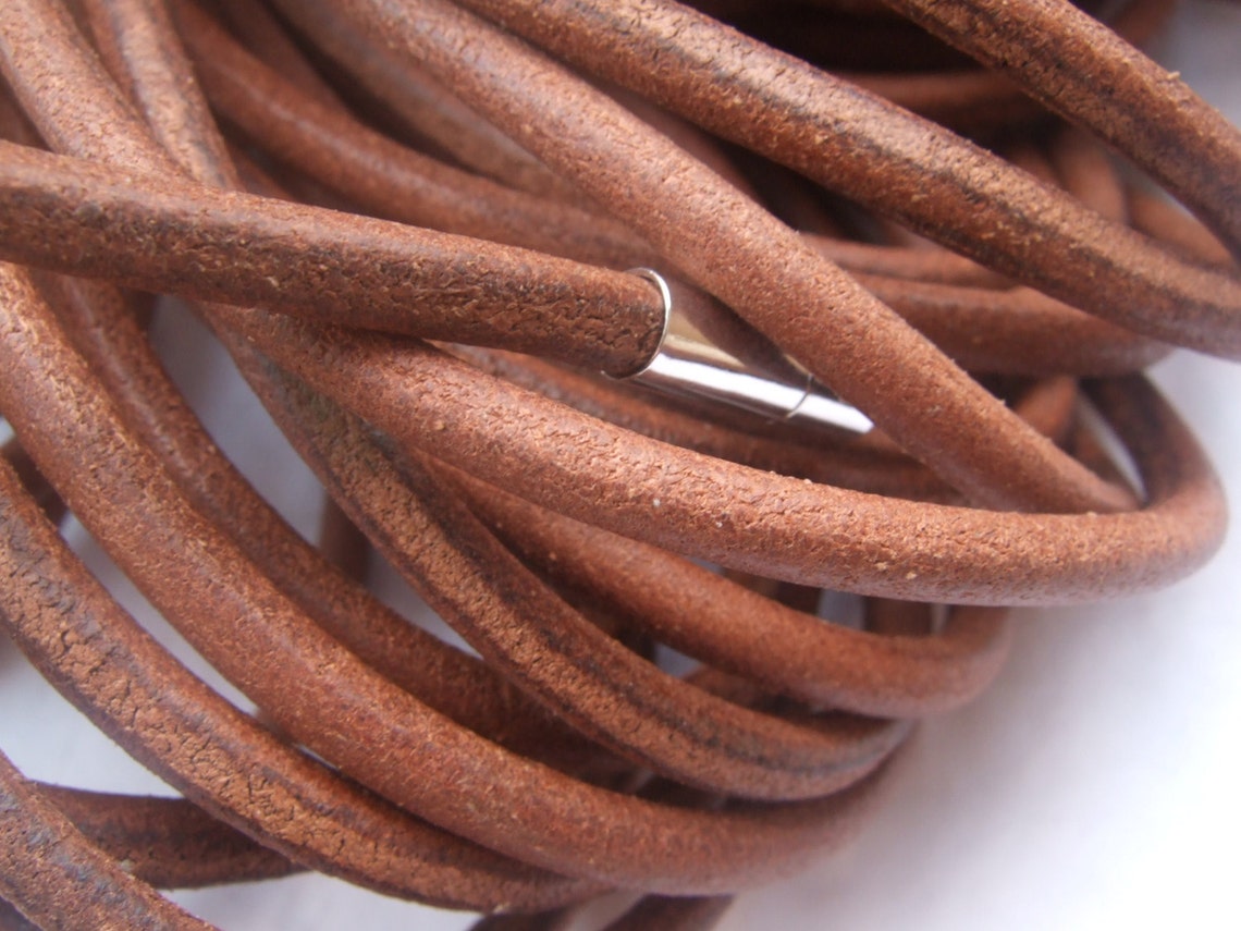 1 Meter 6mm Round Natural Genuine Leather Cord Natural Brown - Etsy