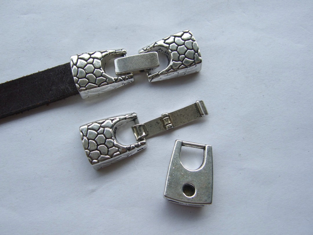 5 Sets Antique Silver Snake Snap Clasps for 5mm - 10mm Flat Leather ...