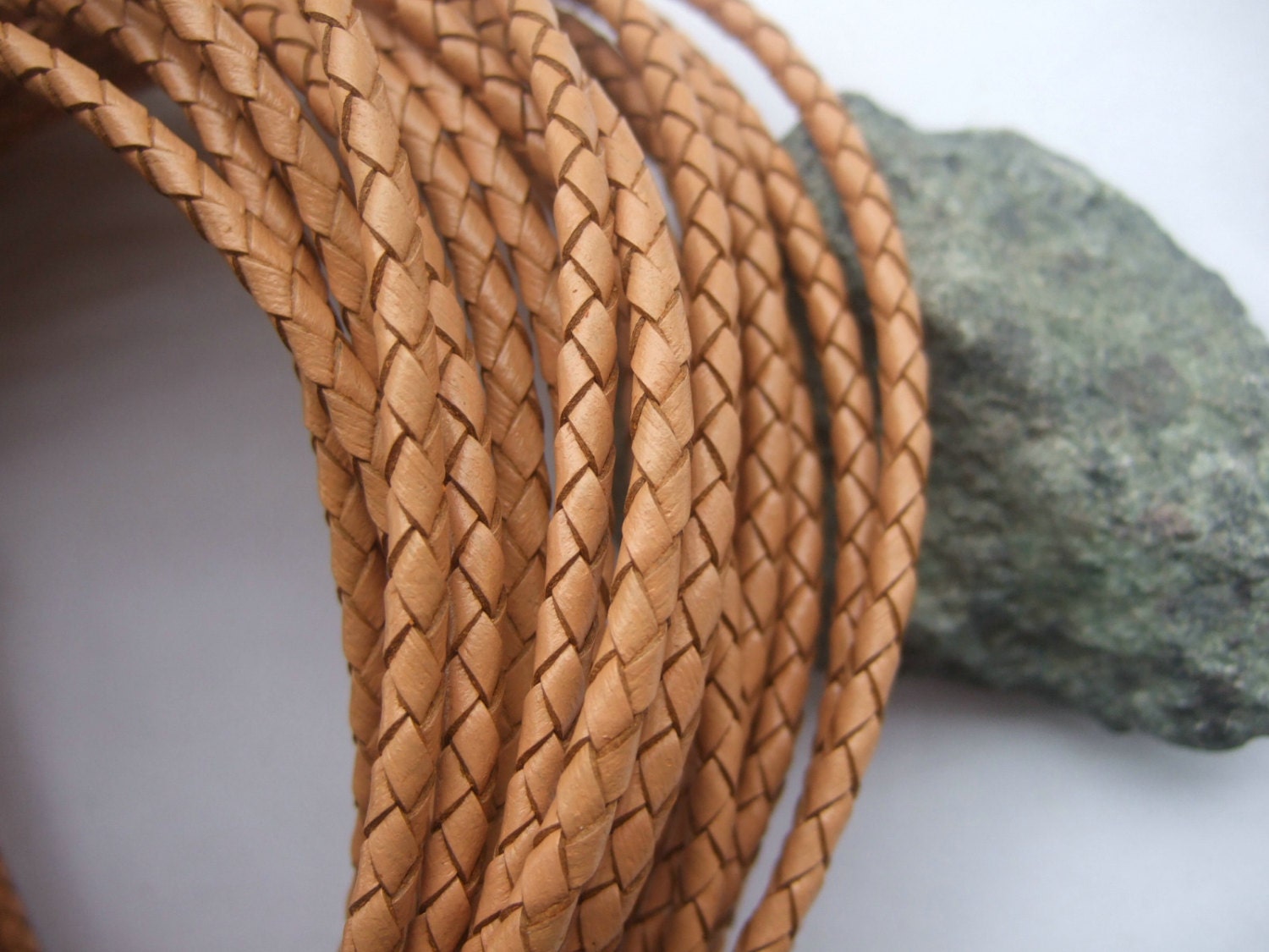 4mm Natural Round Braided Bolo Leather Cord - Varoius Length in One ...