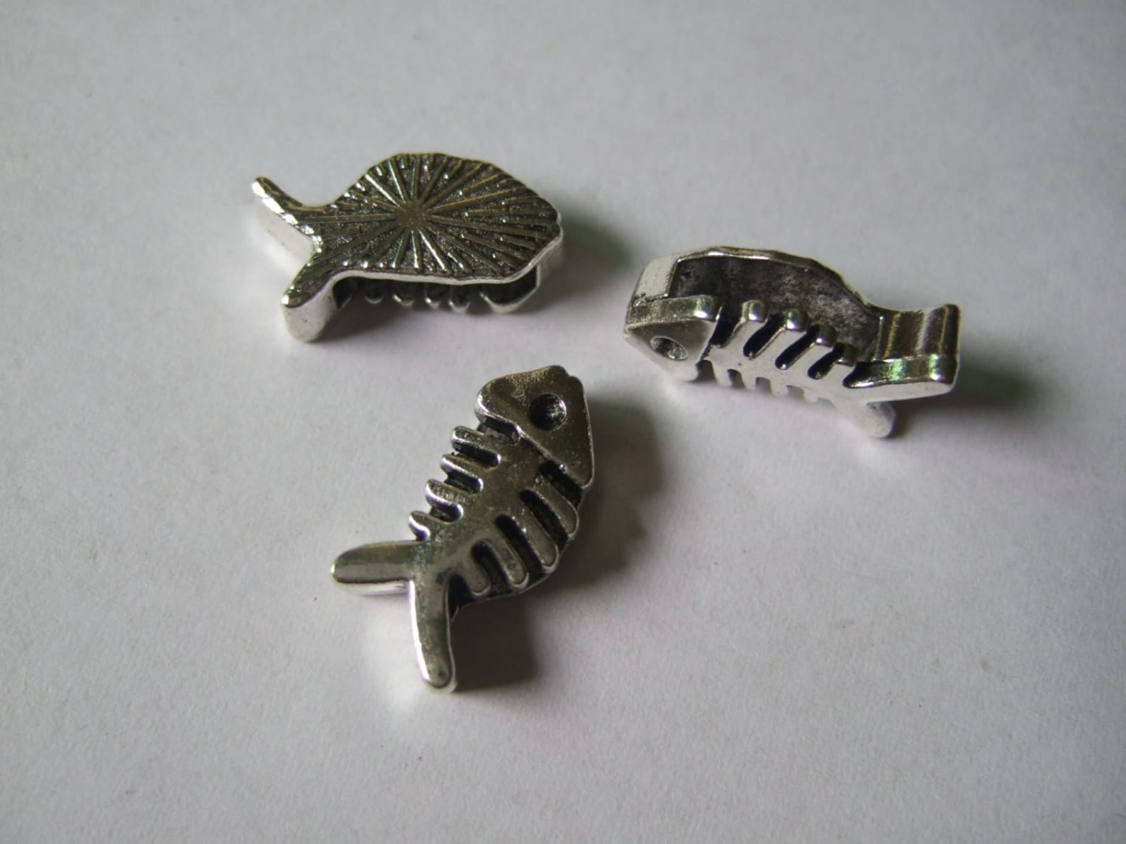 10 Pcs Antique Silver Fish Bone Sliders for 10mm Flat Cord | Etsy