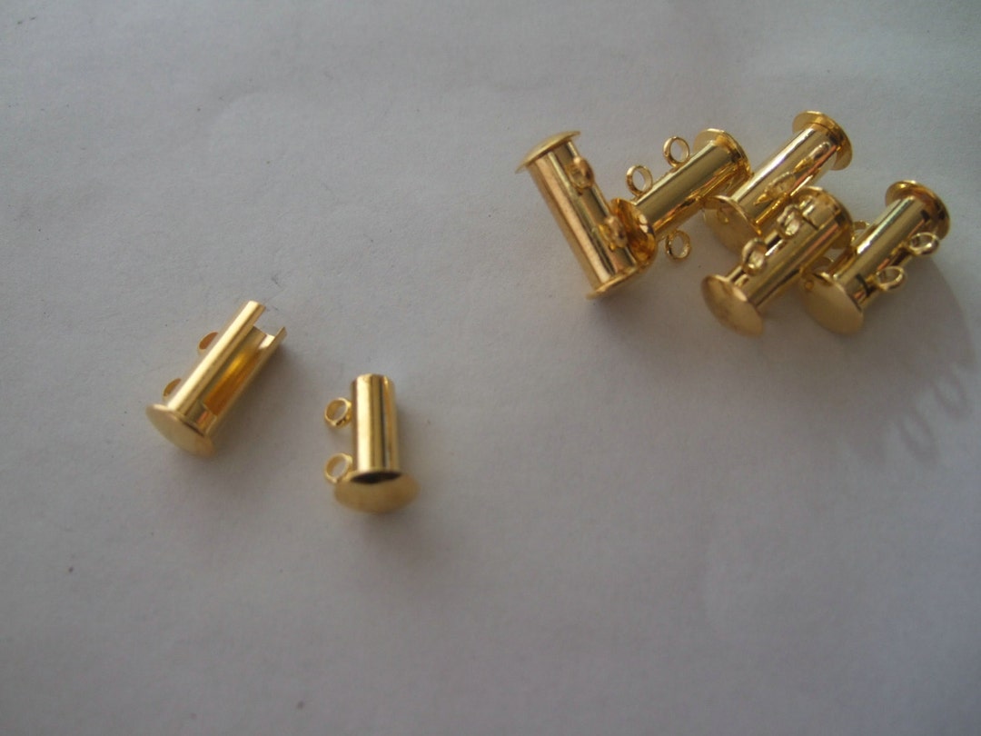 10 Sets Slide Lock Clasps , Gold Plated 2-strands Clasp , - Etsy