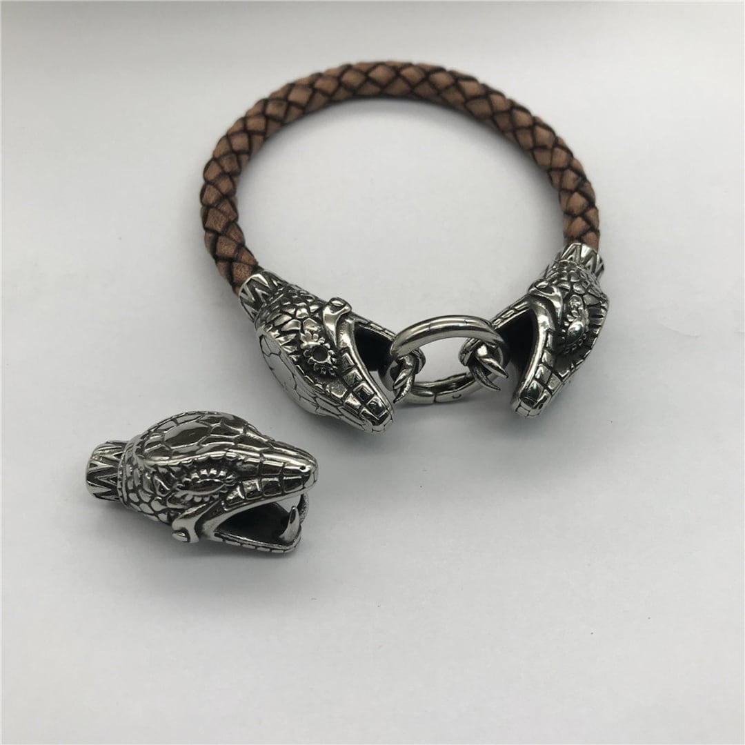 Stainless Steel Dragon Head Spring Clasp Bracelet Connector for Cord ...