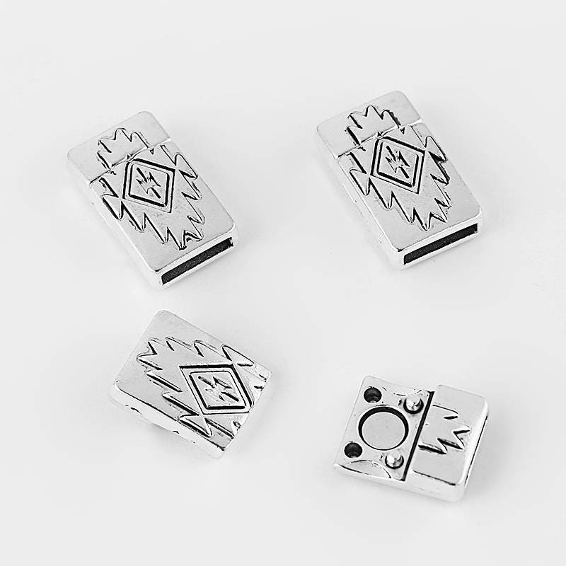 3 Sets 10x2mm Textured Flat Clasp 5mm 10mm Flat Leather Clasp Leather ...