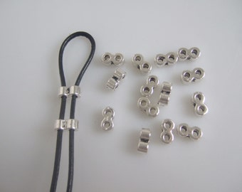 10 Antique Silver Double Strand Sliders 4mm Hole for Round | Etsy