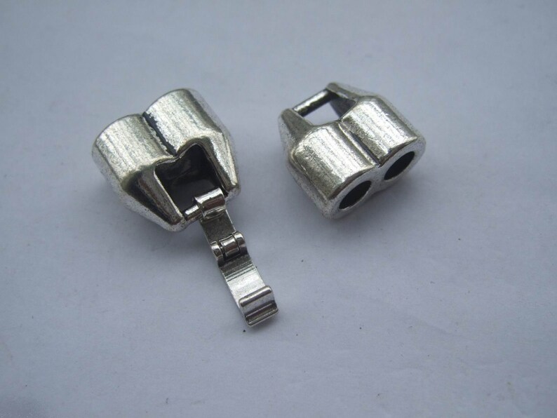 5 Sets 4mm Antique Silver Snap Clasp Double Strand for Round Leather ...