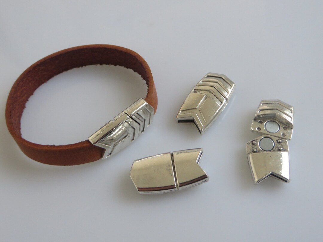 3 Sets Antique Silver 10x2mm Fish Shaped Flat Clasp for 5mm 10mm Flat ...