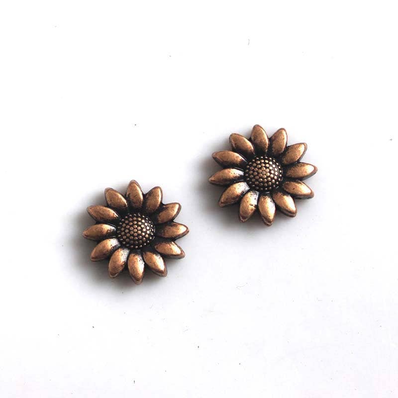 10 Antique Copper Sunflower Sliders 10x2mm Flower Flat Leather | Etsy