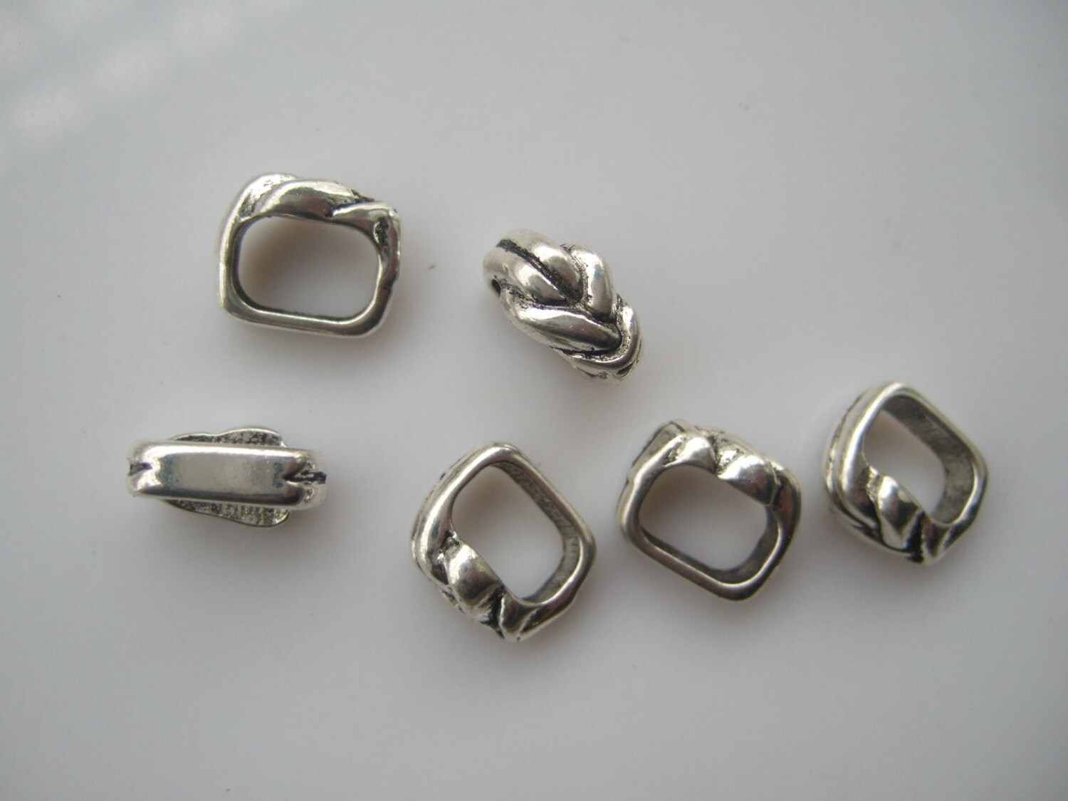 10pcs Antique Silver Knot Slider Spacer Beads for 5mm Round Leather ...