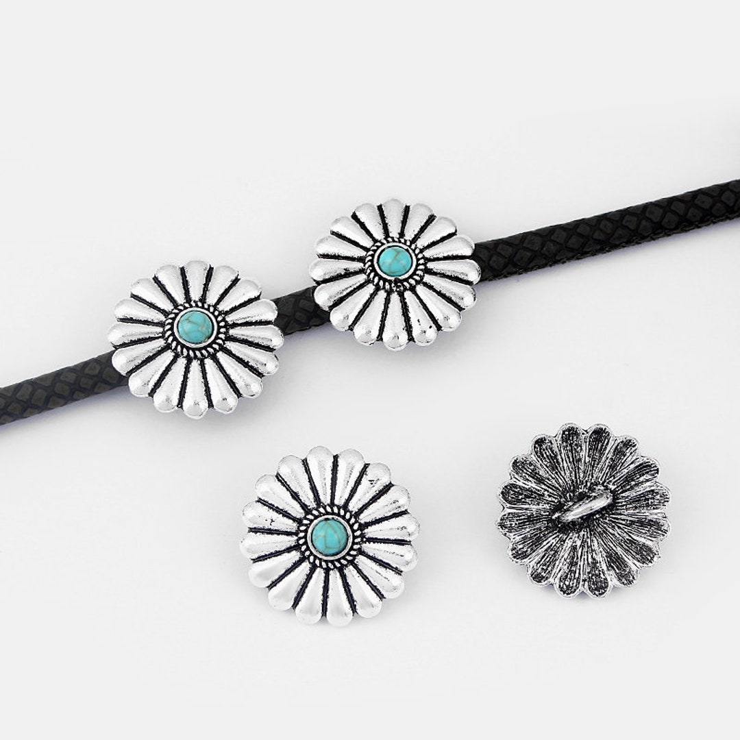 5pcs Antique Silver Daisy Flower Slider Beads for up to 5mm Round ...