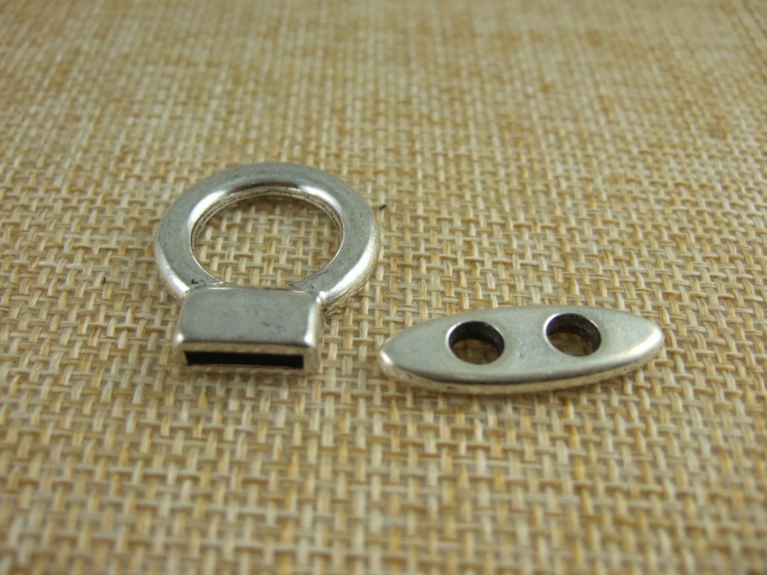 5 Sets Antique Silver Wrap Leather Button Toggle Clasp 9.5x2mm for 2mm ...