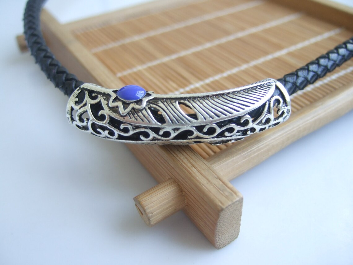 5 Antique Silver 9mm Hole Feather Enamel Tube for Round - Etsy