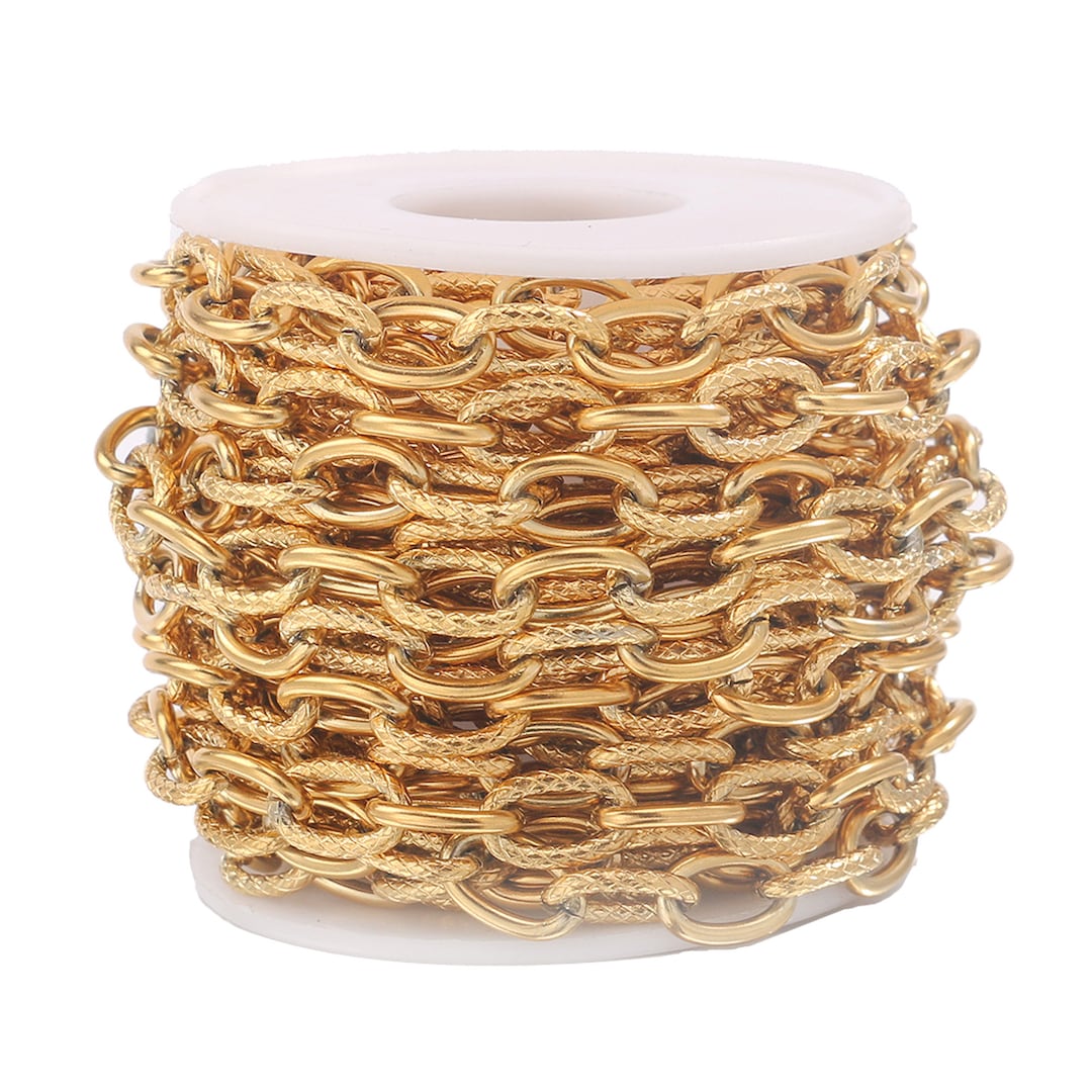 1 Meter Stainless Steel Heavy Circle 1:1 Texture Chain 8x13mm Dull ...