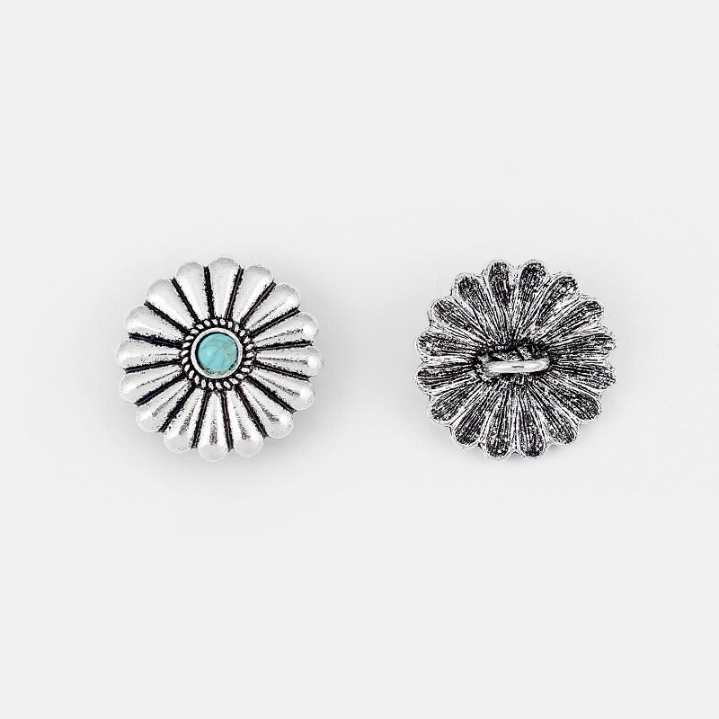 5pcs Antique Silver 5mm Round Hole Daisy Flower Slider Charms Beads for ...