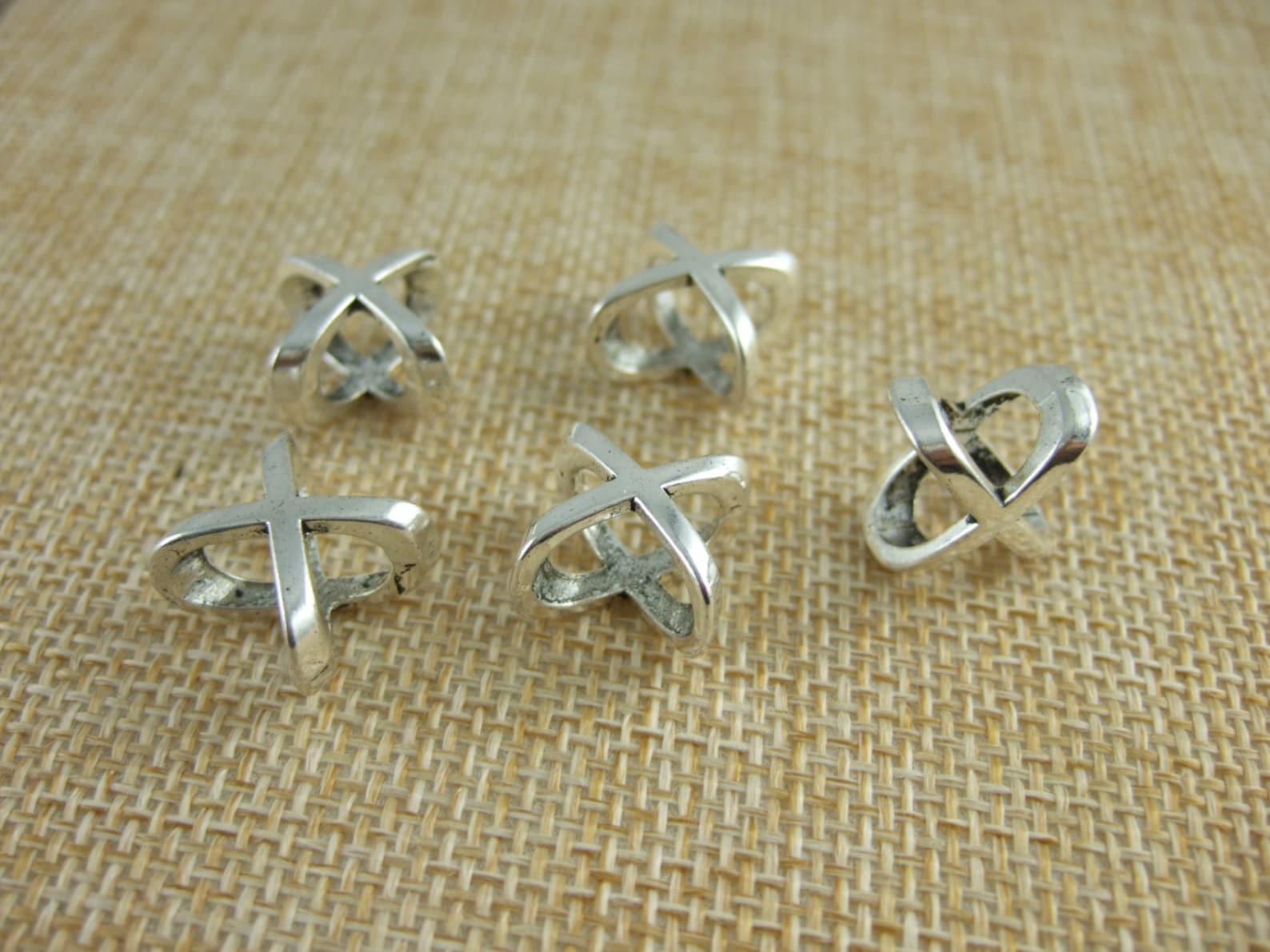 10pcs Antique Silver 10x7mm X Symbols Slider Spacer Beads Charm for ...
