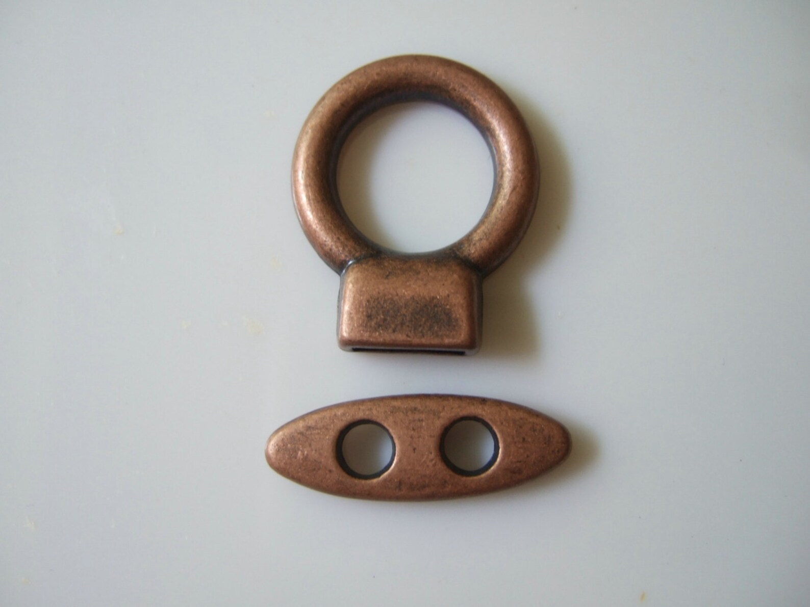 5 Sets Antique Copper Wrap Leather Button Toggle Clasp 9.5x2mm for 2mm ...