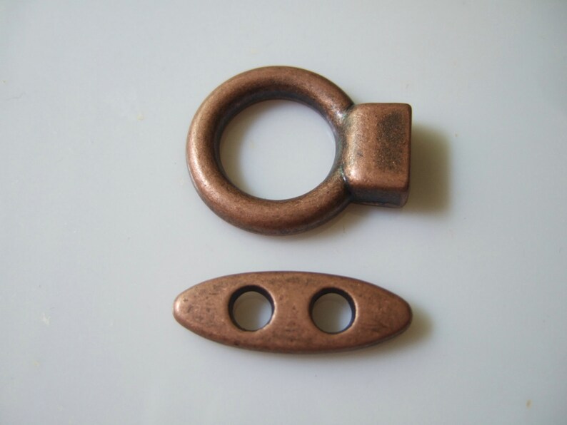 5 Sets Antique Copper Wrap Leather Button Toggle Clasp 9.5x2mm for 2mm ...