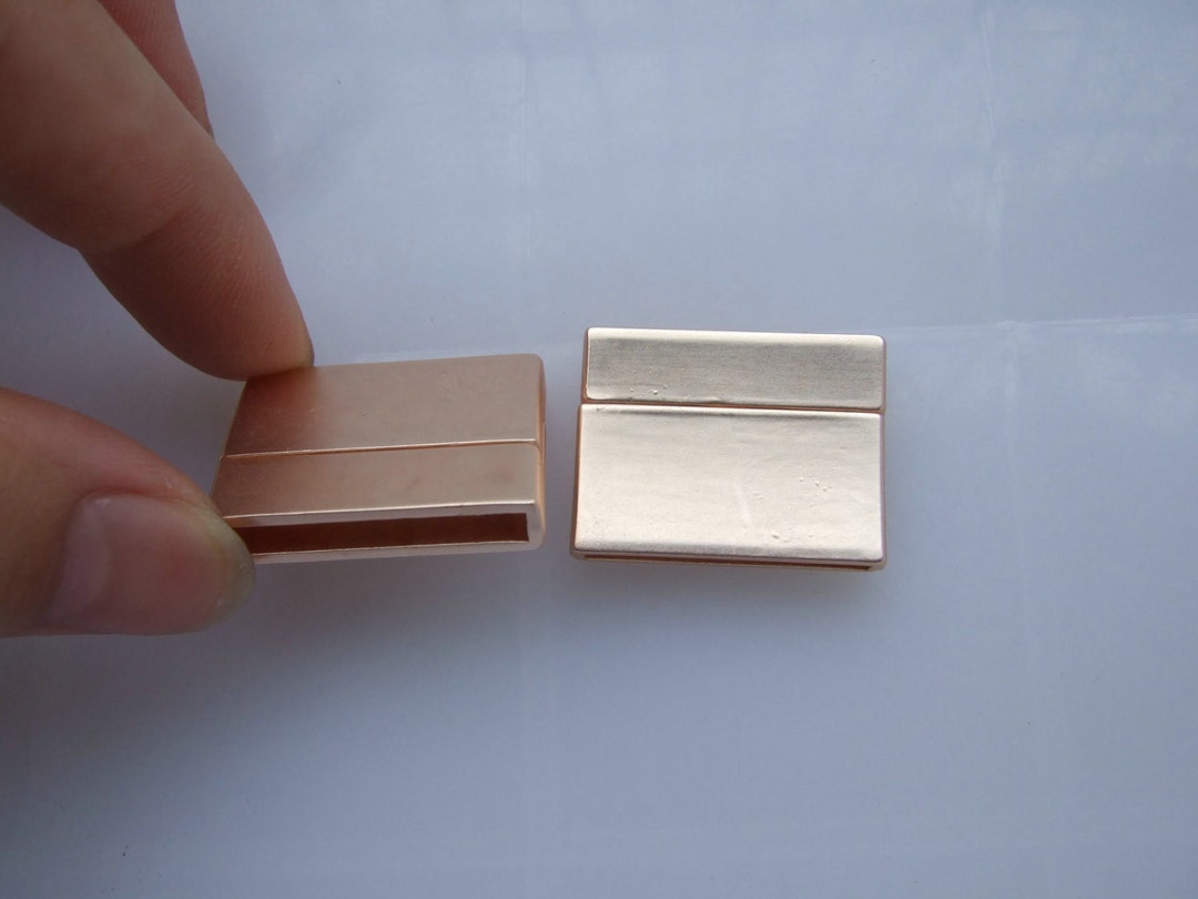 2 Sets Rose Gold Flat Clasps 24mm Clasp for Leather Bracelet 24x3mm ...
