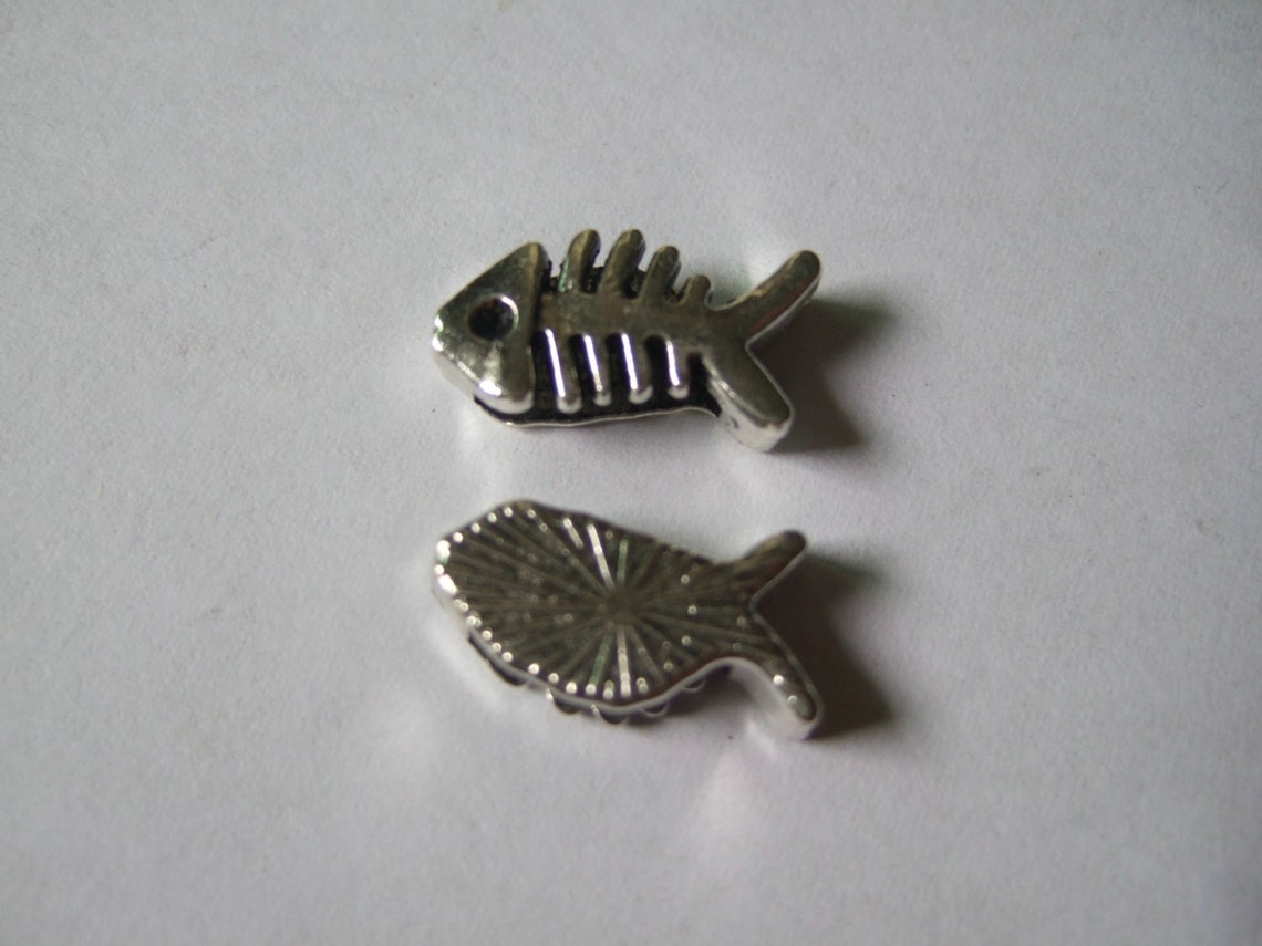 10 Pcs Antique Silver Fish Bone Sliders for 10mm Flat Cord | Etsy