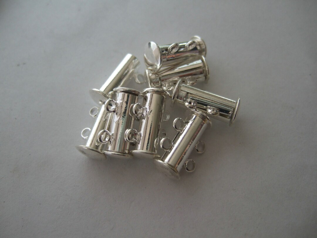 10 Sets Silver Plated 2-strands Magnetic Slide Lock Clasps for Layer ...