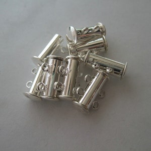 10 Sets Silver Plated 2-strands Magnetic Slide Lock Clasps for Layer ...