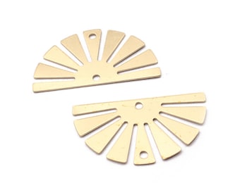 Raw Brass Rectangle Bar Charm, Brass Sun and Waves Charm, Raw Brass ...