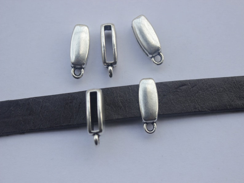 10pcs Antique Silver Slider Charm Holder 10x2mm for 5mm 10mm Flat ...