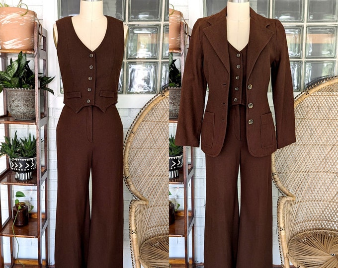 Bronson/70's Vintage Chocolate Brown 3 Piece Suit/gender Neutral ...