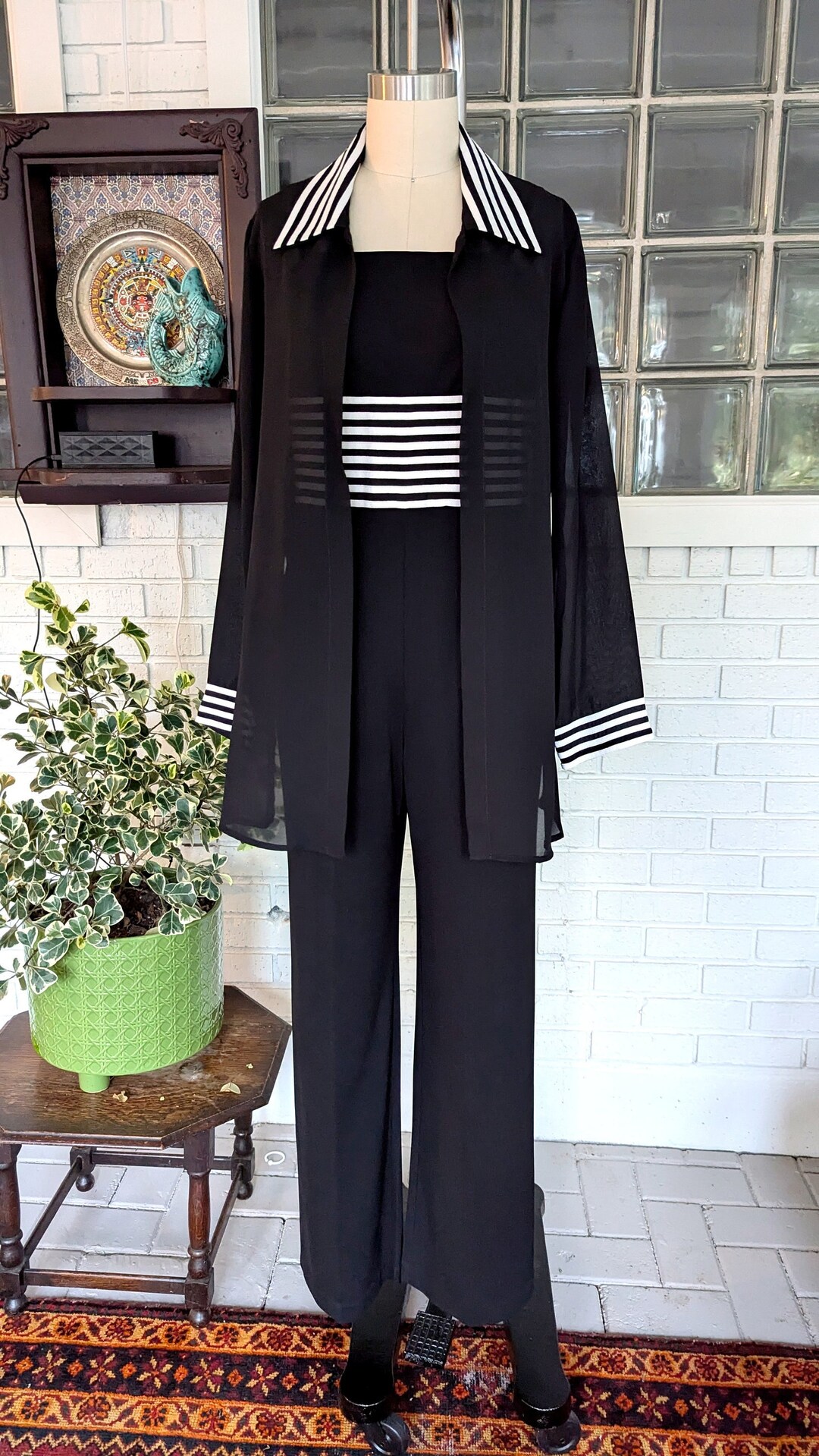 Lew Magram/90's Black and White Jumpsuit/size 4/jumpsuit With Jacket ...