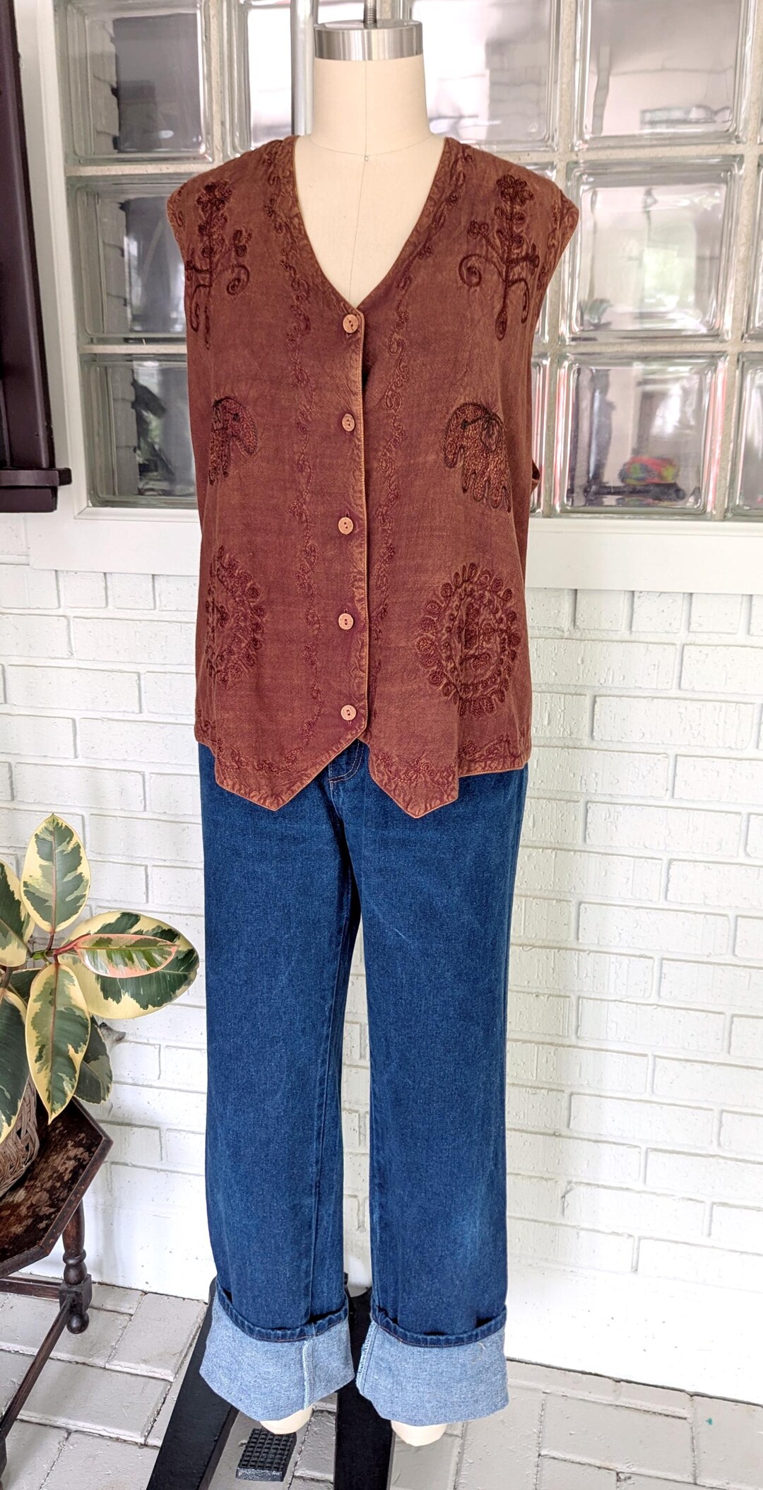 Kaktus/90's Burnt Orange Indian Rayon Tank/size 2x/plus Size/festival ...
